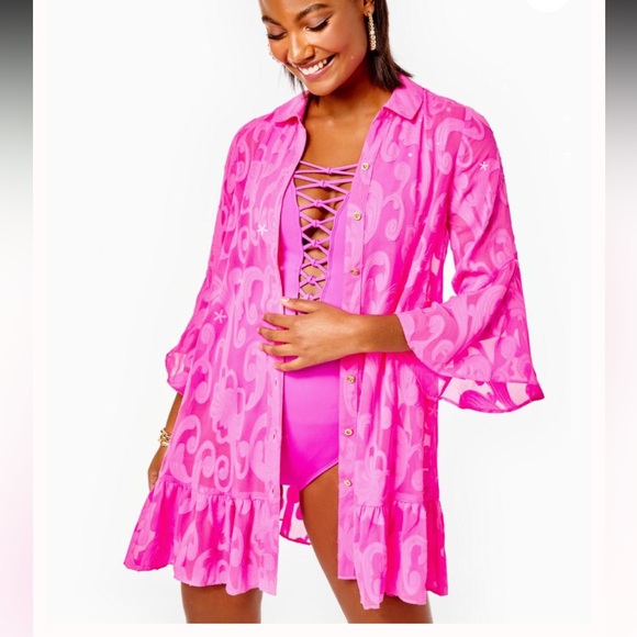 Lilly Pulitzer | Swim | Lilly Pulitzer Linley Coverup In Plumeria Pink ...